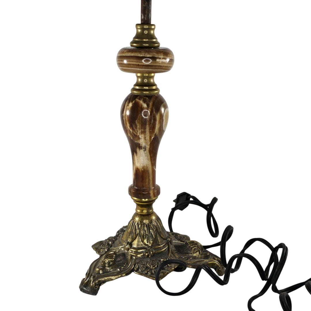Vintage Italy Leviton Brass Marble Onyx Table Lamp Art Deco Hollywood ...