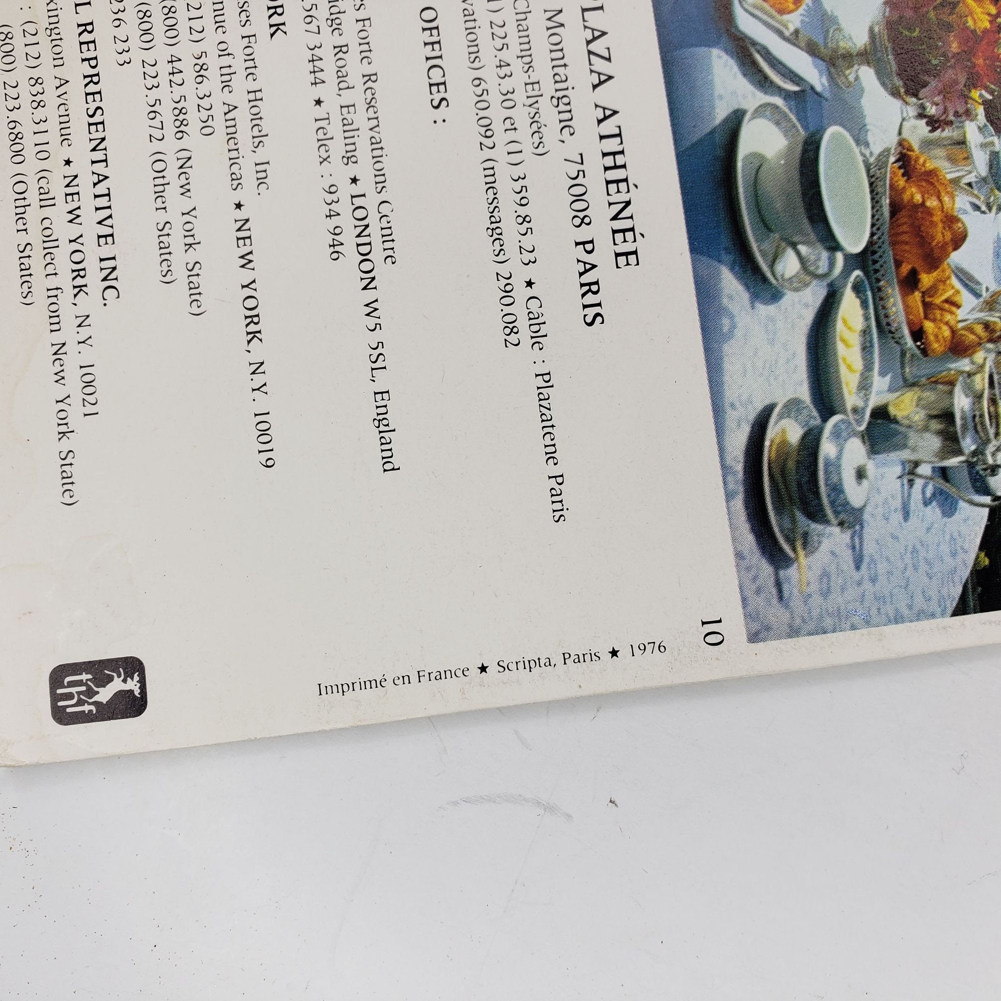 Paris Hotel Plaza Athenee Brochure Pamphlet Fold Out Vintage Ephemera ...