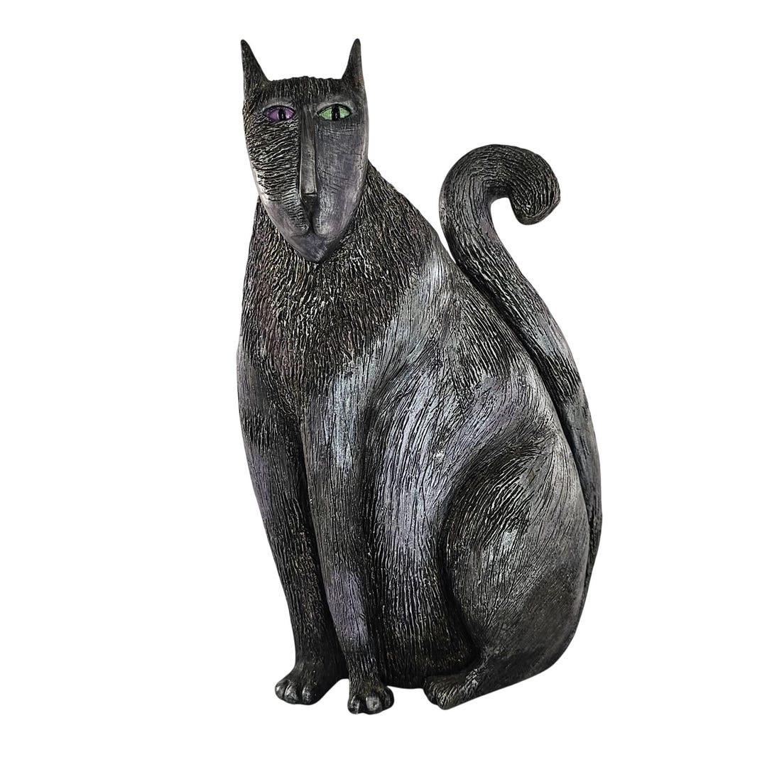 Marsha Mccarthy Cat Figurine Sitting Gray Black Halloween 9.5" - Etsy