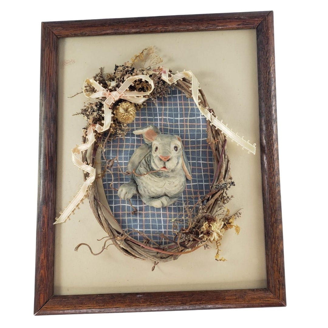 Vintage Anna Moncrief Collection Bunny Rabbit Framed 3D Art - Etsy