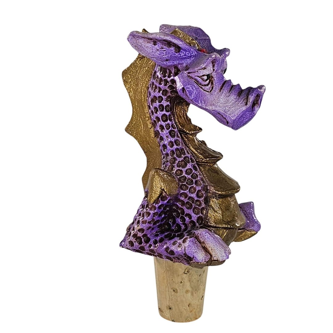 Vintage Steve Tunturi Hand Carved Wood Purple Dragon Bottle Stopper ...