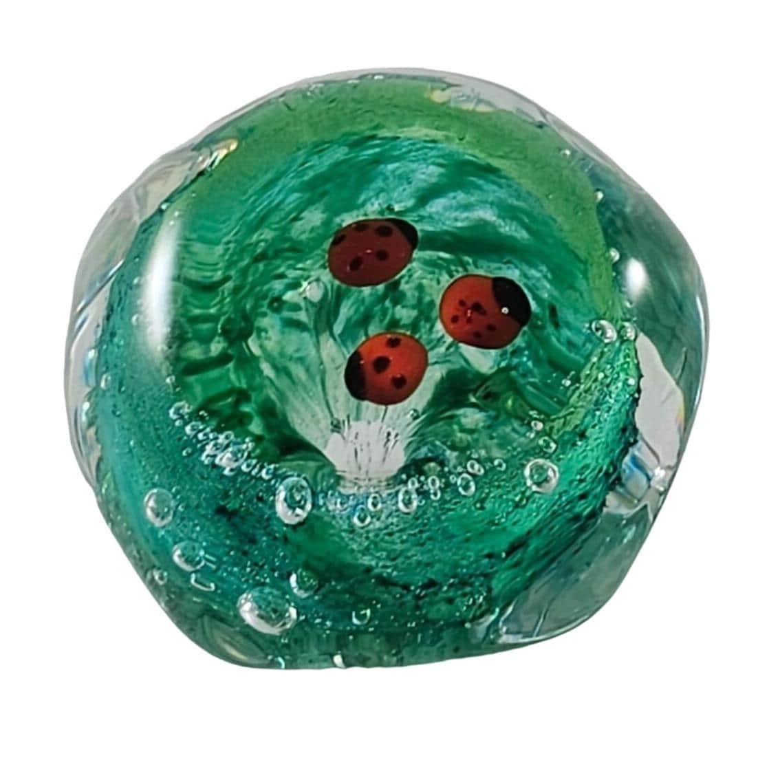 Vintage Timothy E. Landers Ladybug Paperweight Glass Green - Etsy