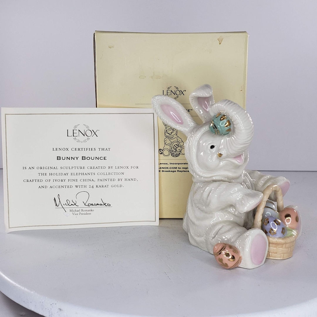 Lenox Bunny Bounce Easter Elephant Figurine Box COA - Etsy