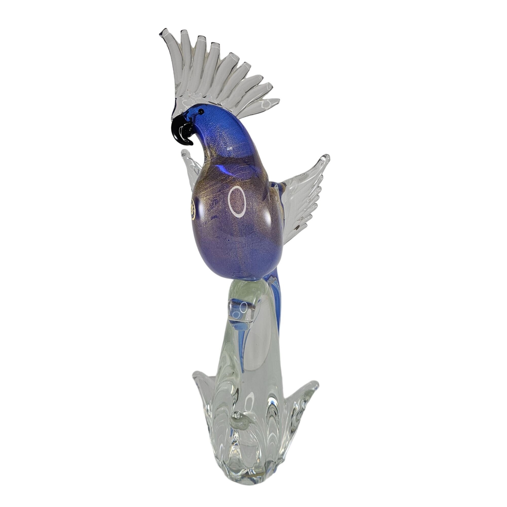 Murano Formia Italy Glass Cockatoo Large Bird Parrot Figurine Signed ...