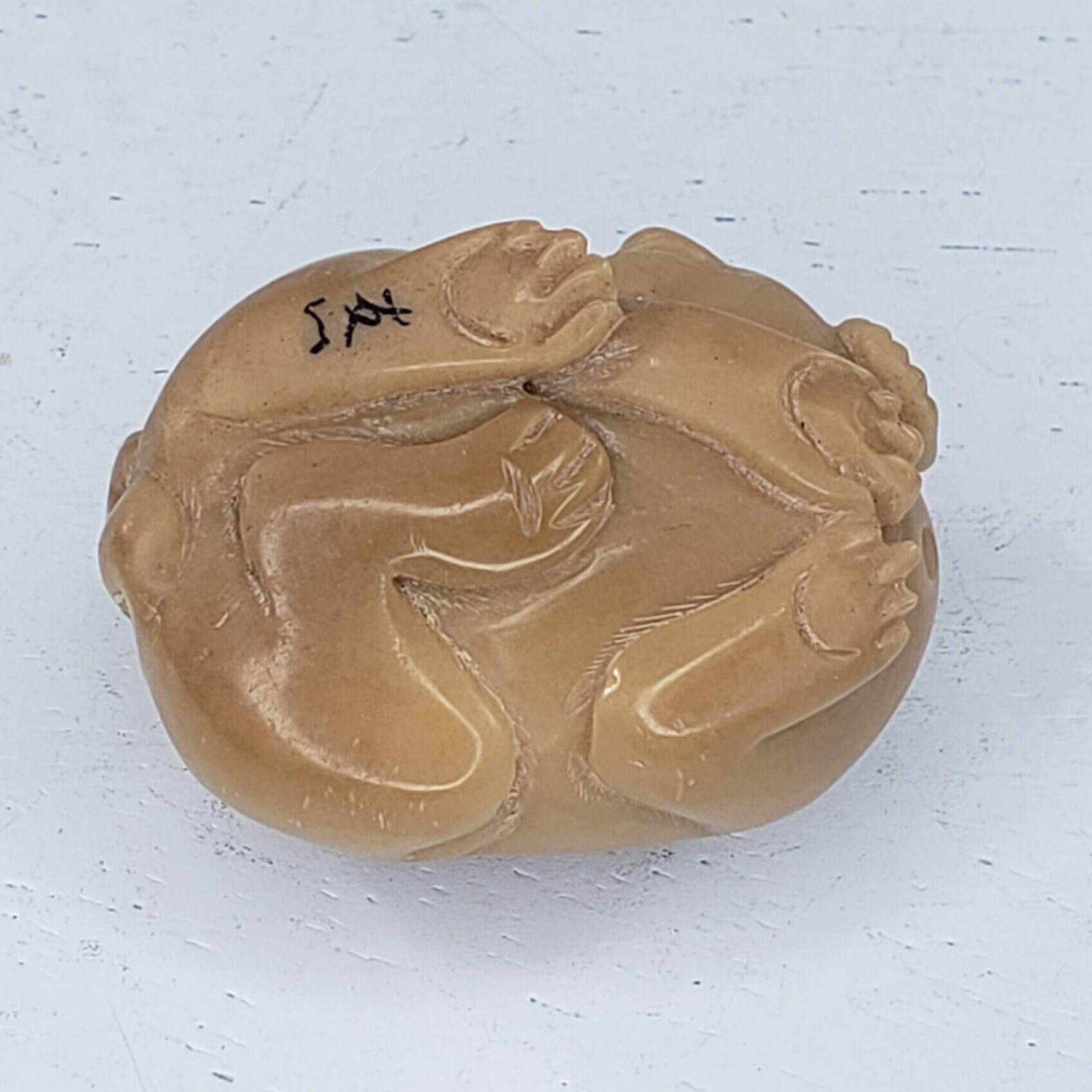 Japanese Netsuke Smiling Puppy Dog Signed Palm or Tagua Nut Figurine - Etsy