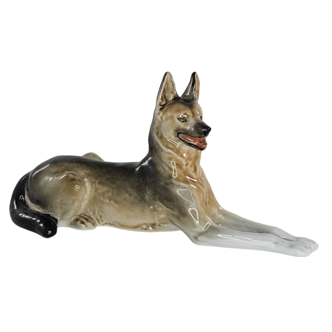 Vintage LFZ Lomonosov Alsatian German Shepherd Wolf Dog Lying Down ...