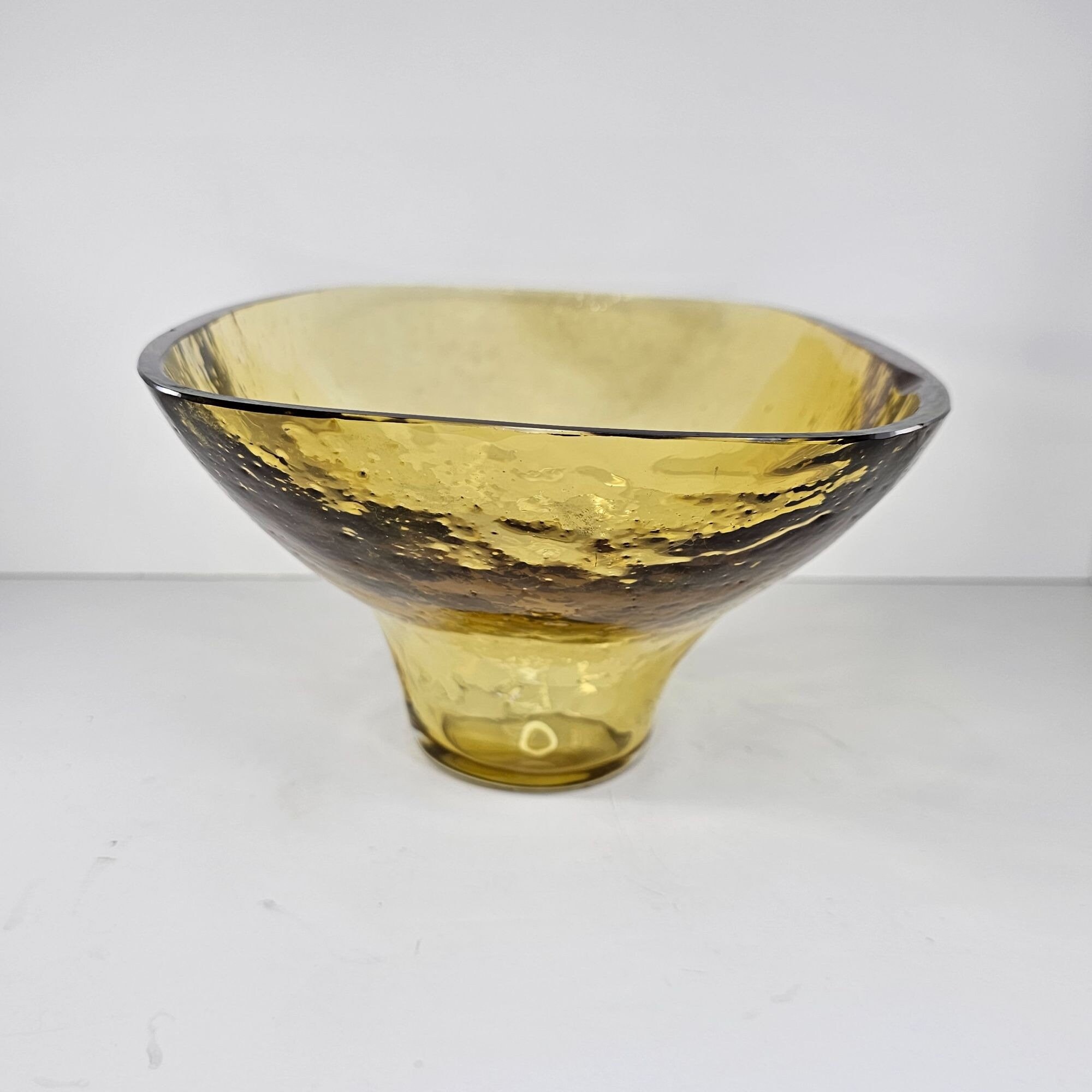 Vintage Pebbled Glass Bowl Large Decorative Pedestal Bubble - Etsy