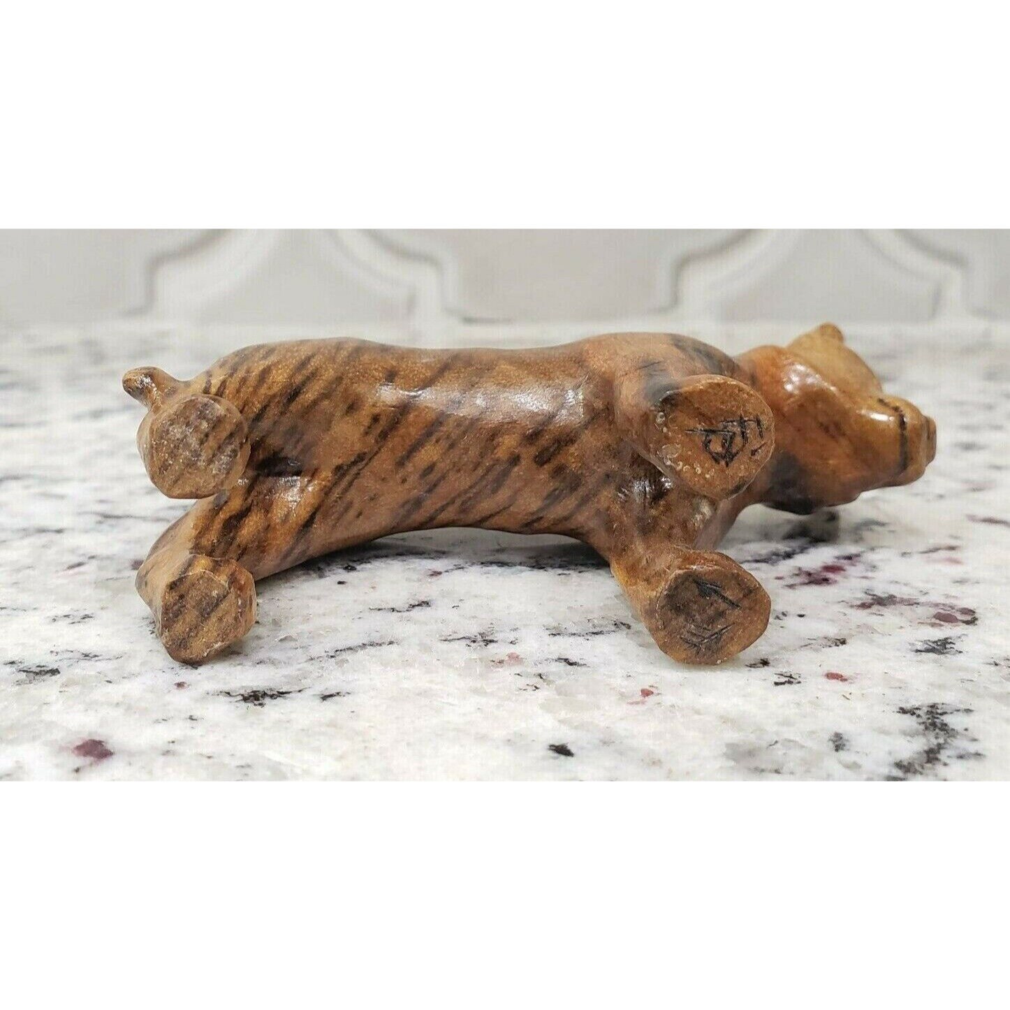 Wooden Tiger Hand Carved Cat Lynx Bobcat Vintage Figurine Broken Arrow ...