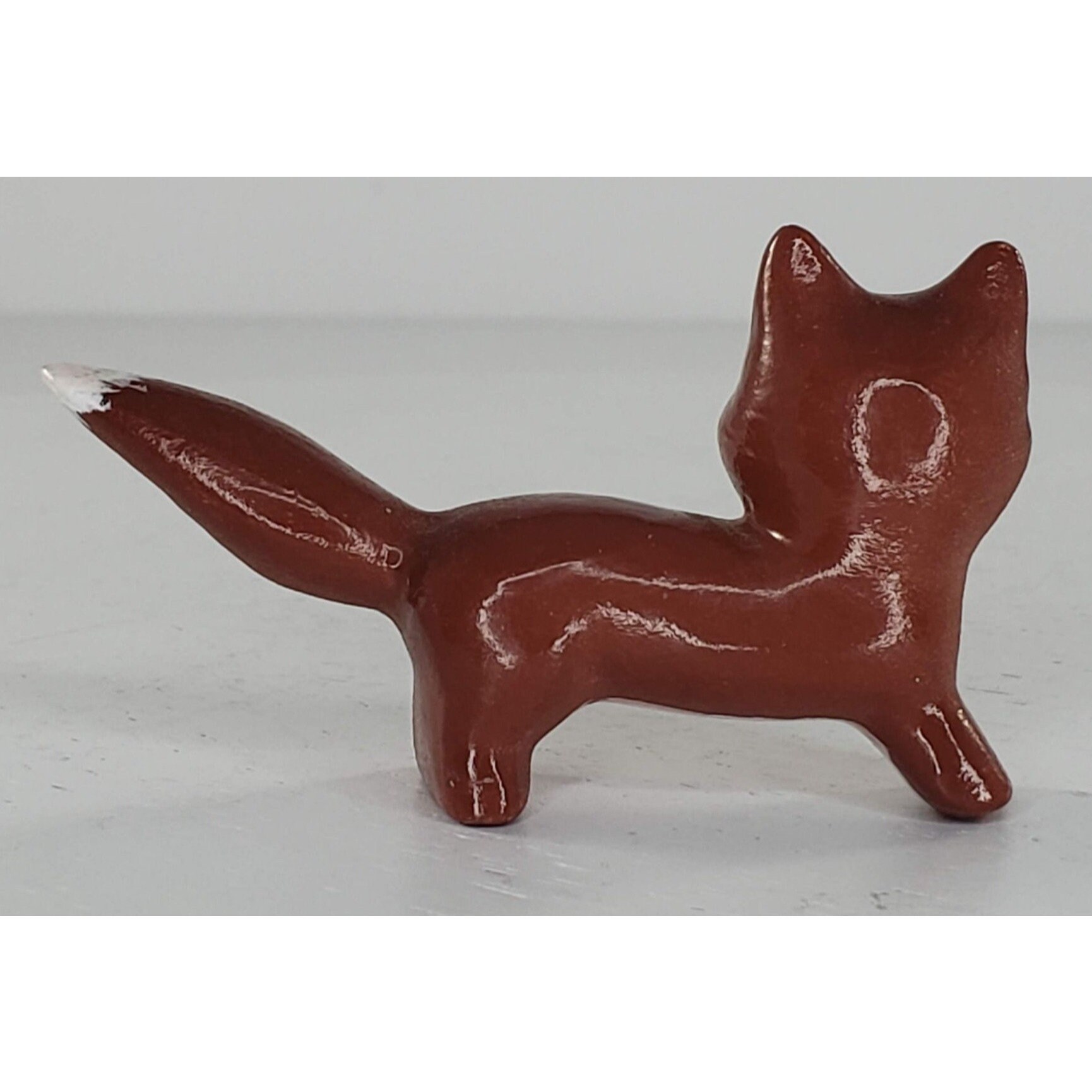 Native American Pottery Fox Miniature Figurine Red White - Etsy