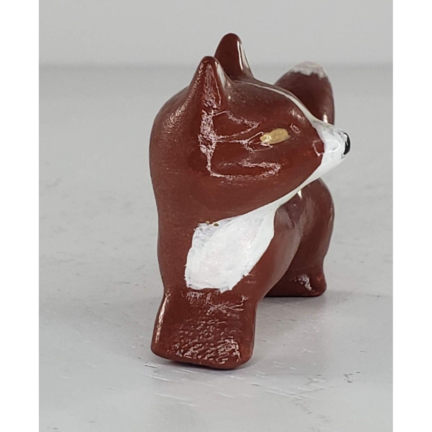 Native American Pottery Fox Miniature Figurine Red White - Etsy