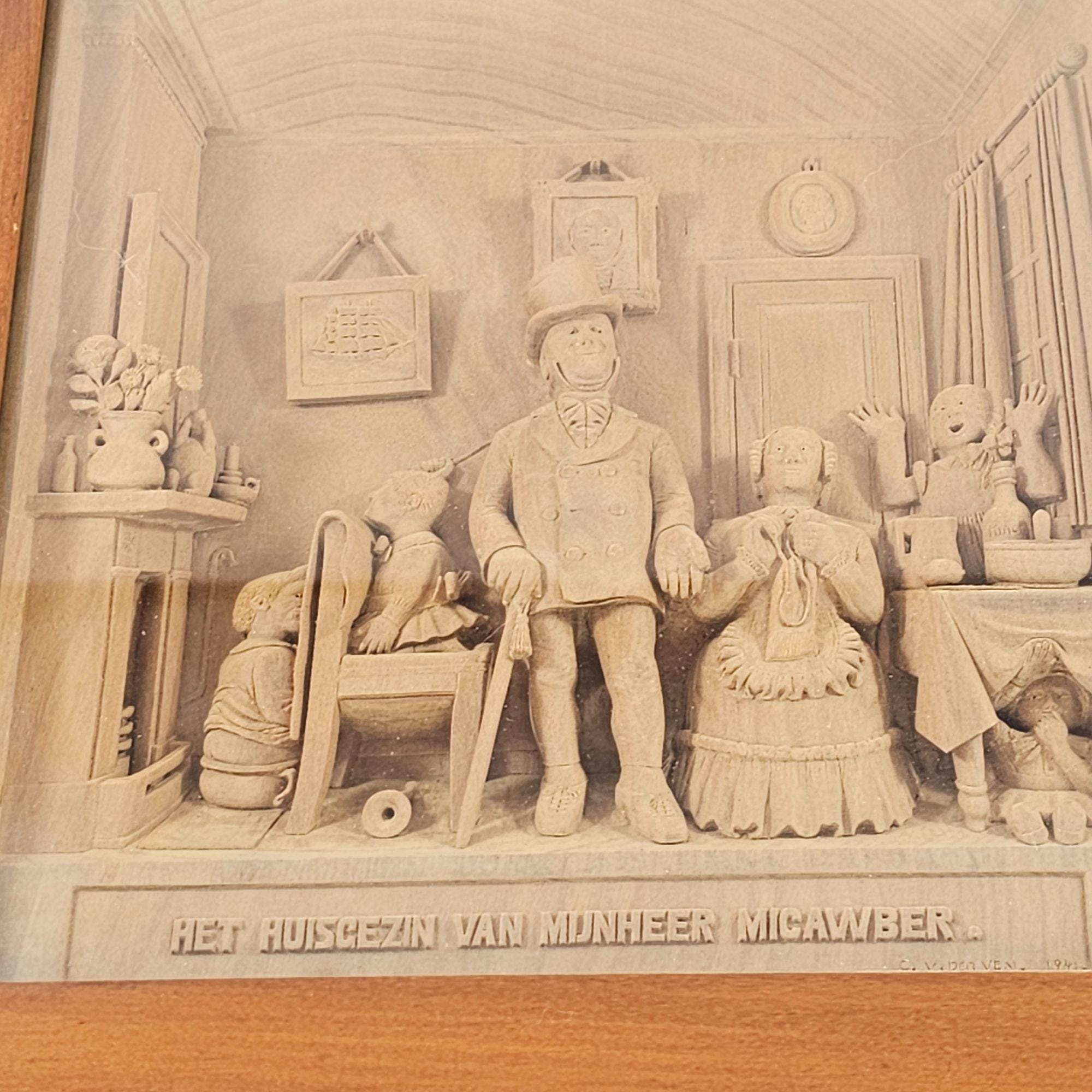 Vintage Wooden Carving Shadow Box Art Dutch Family Scene 1941 - Etsy