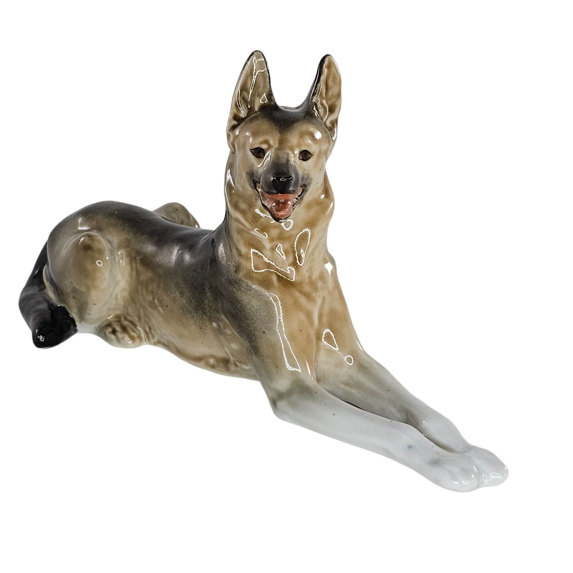 Vintage LFZ Lomonosov Alsatian German Shepherd Wolf Dog Lying Down ...