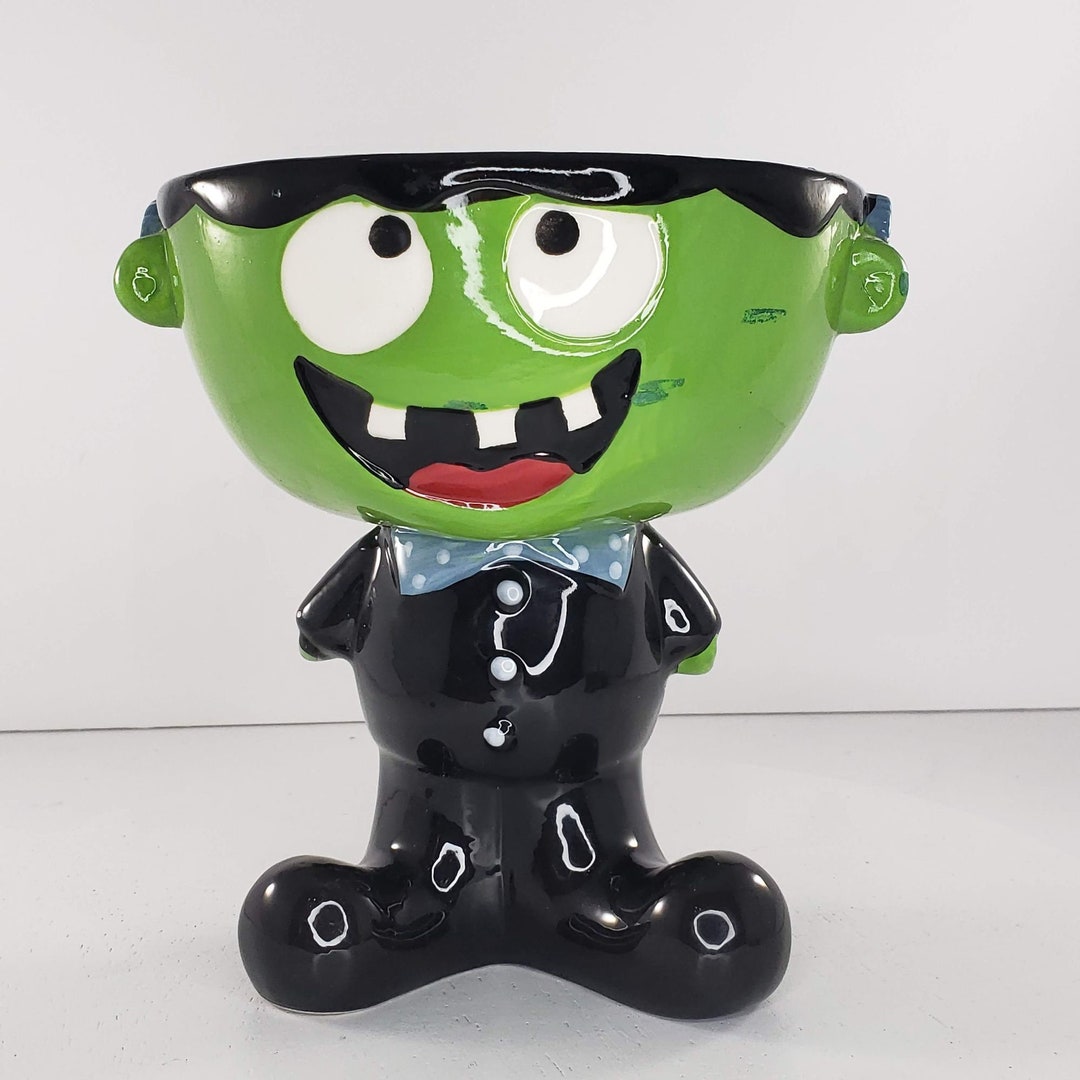 Frankenstein Halloween Candy Bowl Ceramic 6" *FLAW* - Etsy
