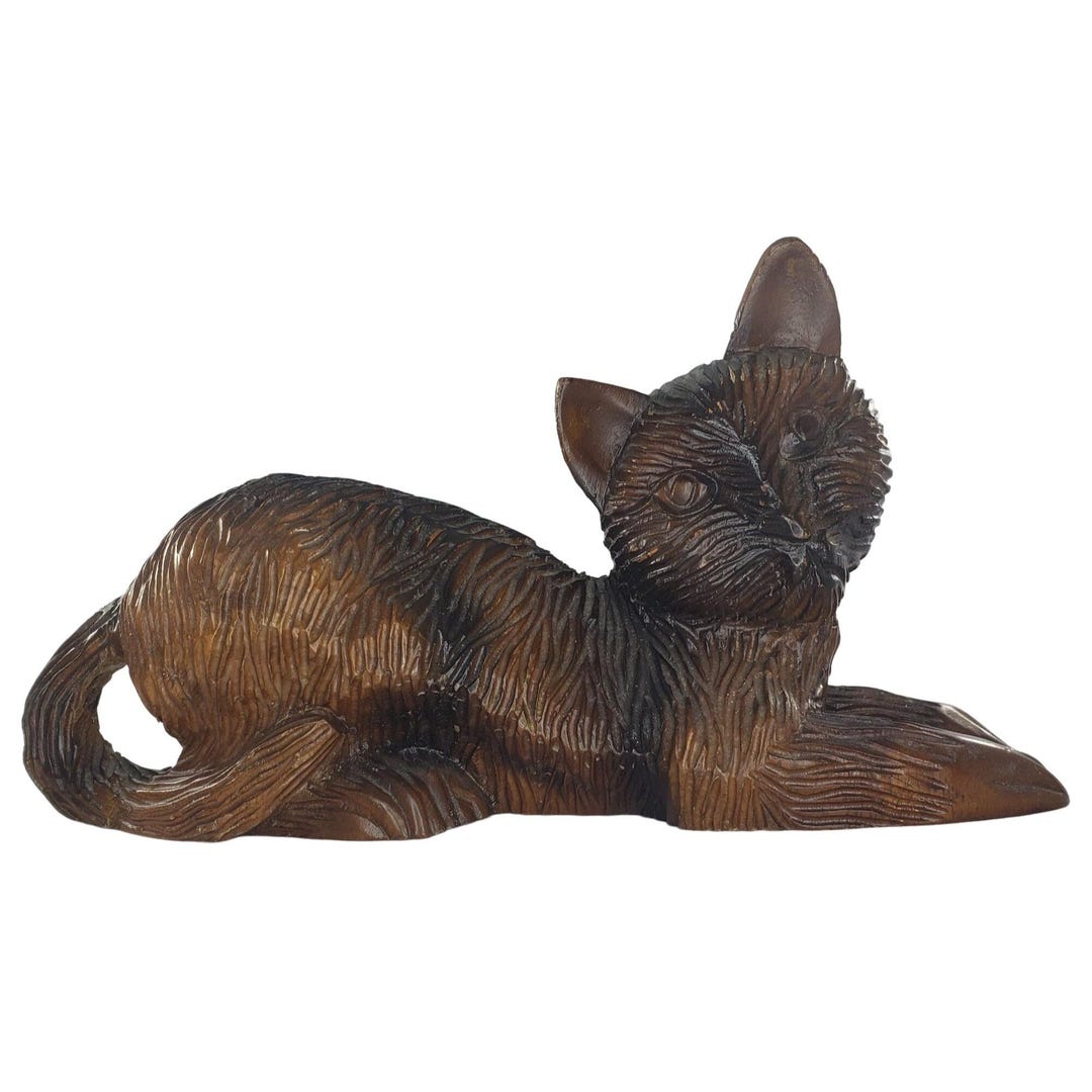 Arthur Court Designs Wood Carved Cat 1978 RARE HTF - Etsy