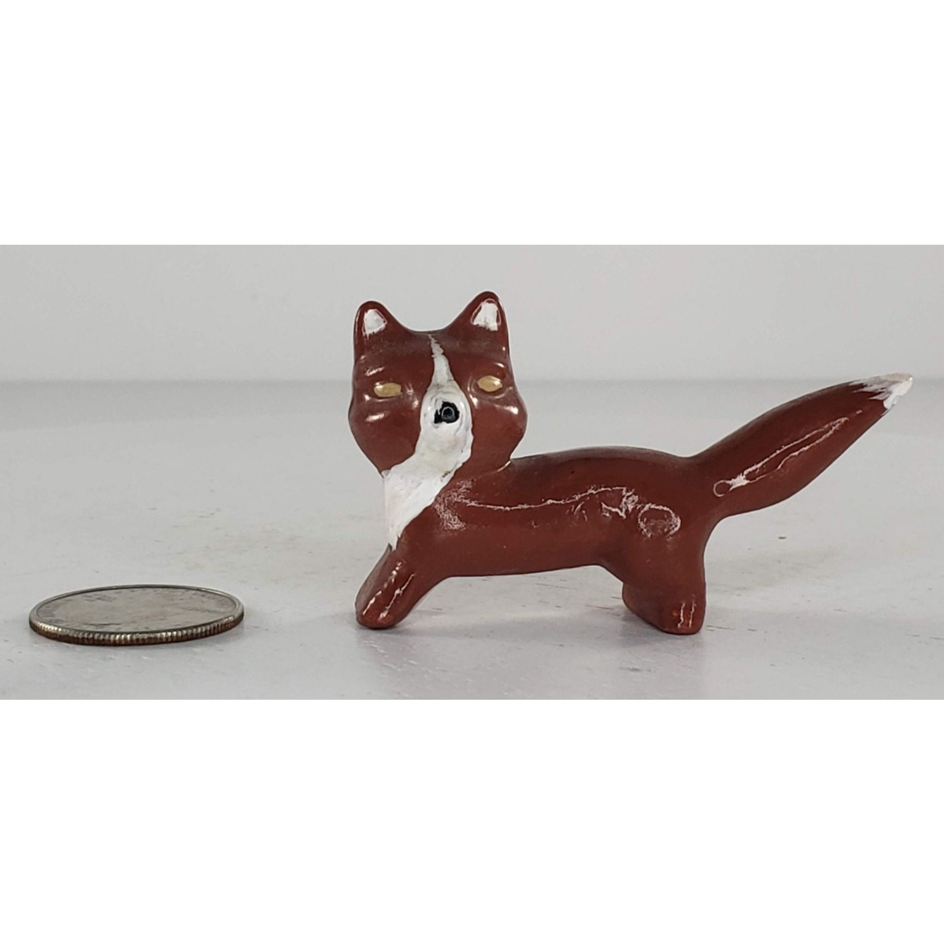 Native American Pottery Fox Miniature Figurine Red White - Etsy