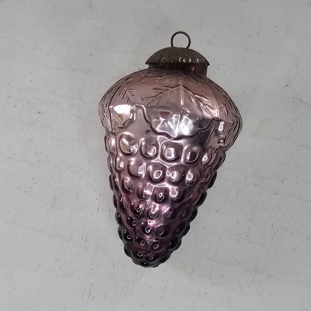 Vintage Kugel Style Grape Cluster Shaped Purple Glass Christmas ...