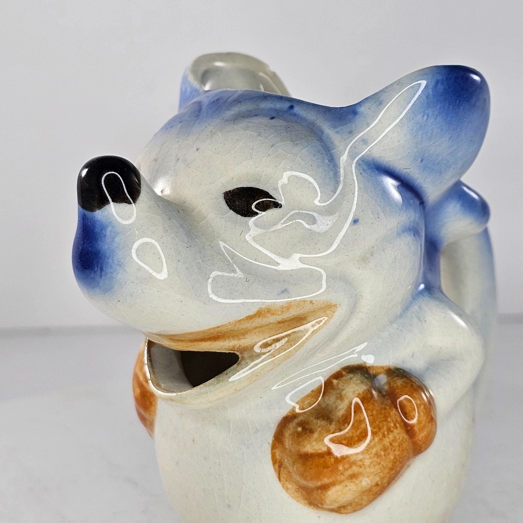 Vintage Mickey Mouse Creamer Pitcher Blue Ceramic Brown Gloves - Etsy