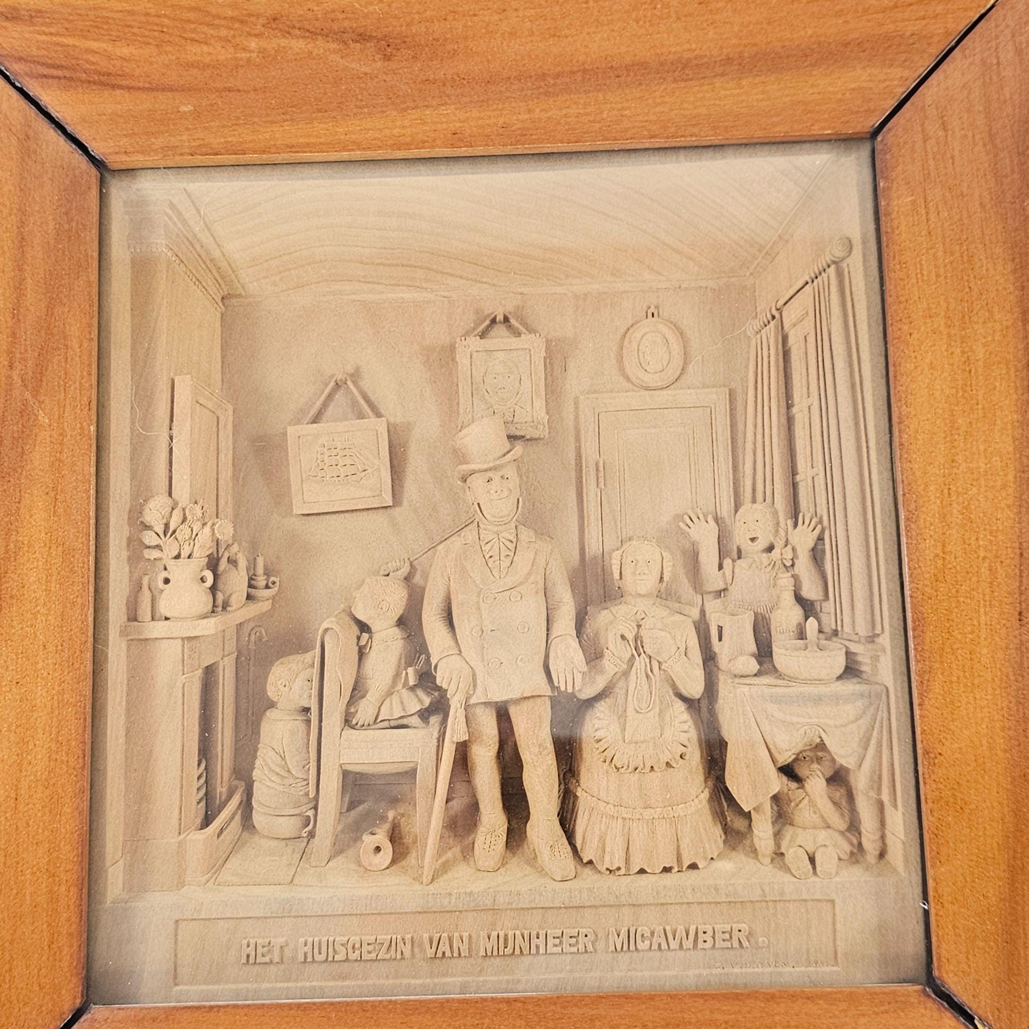 Vintage Wooden Carving Shadow Box Art Dutch Family Scene 1941 - Etsy