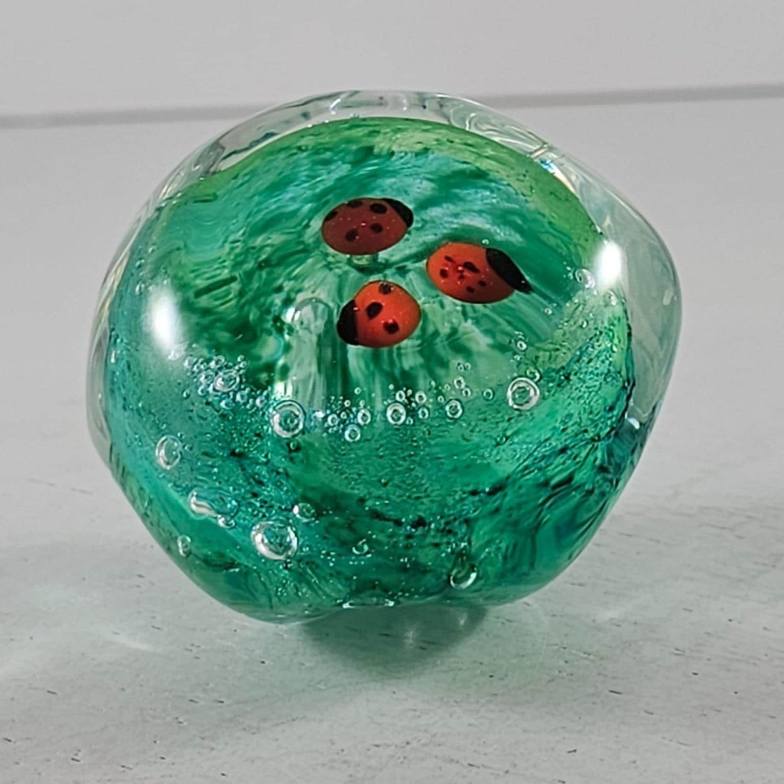 Vintage Timothy E. Landers Ladybug Paperweight Glass Green - Etsy