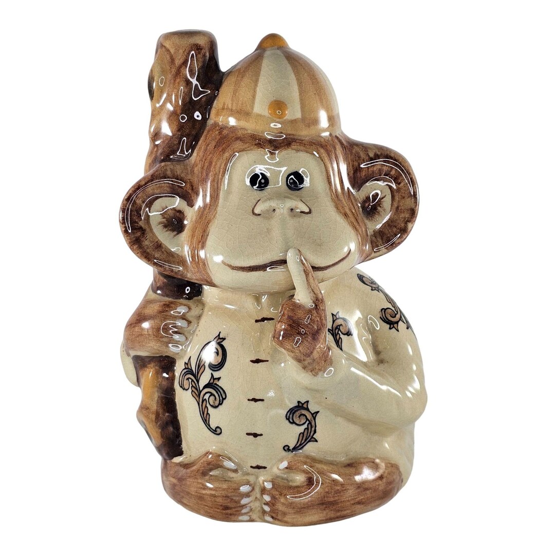 Monkey Chimpanzee Statue Shushing Holding Stick Branch Club - Etsy