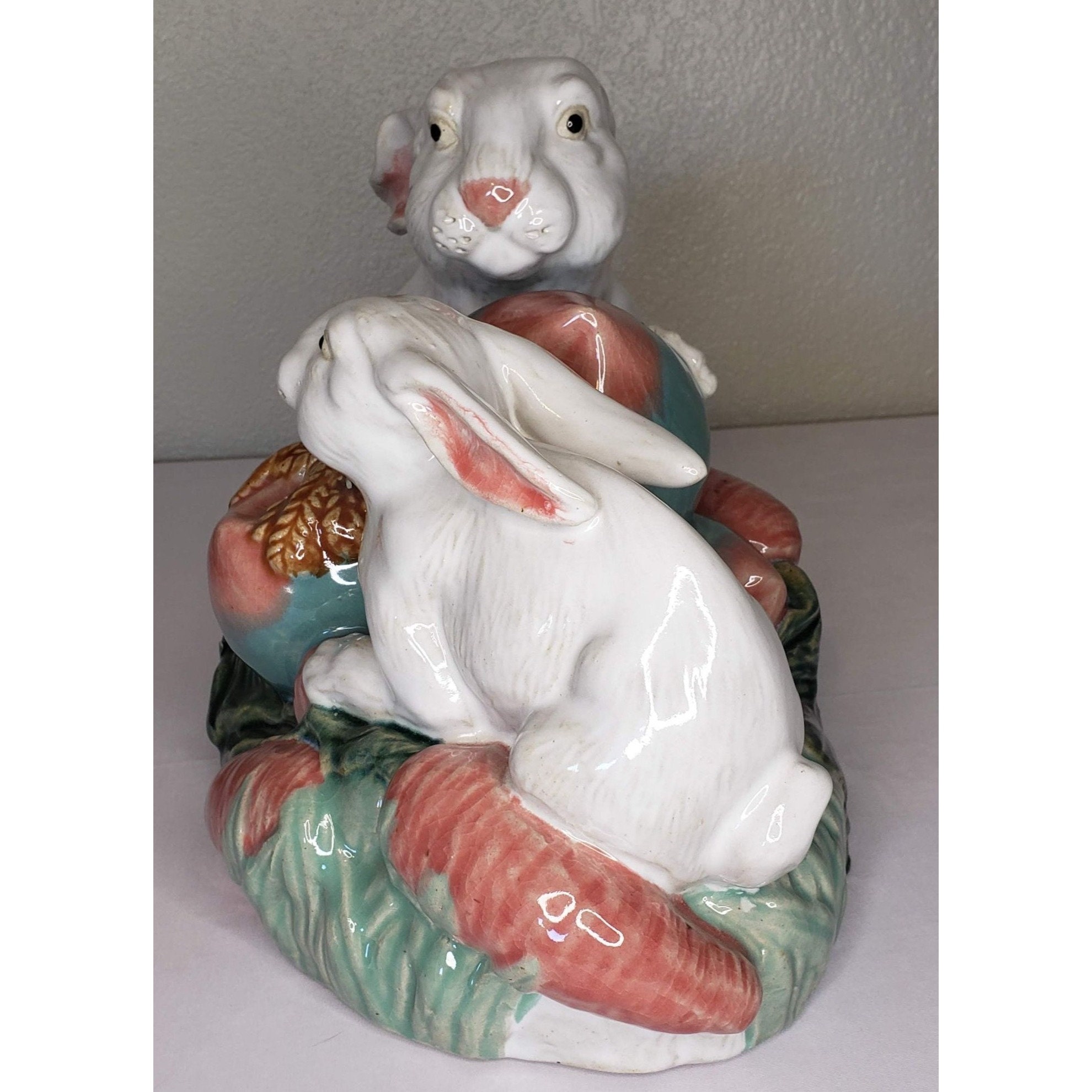 White Rabbits Carrots Statue Large Figurine Bunny Vegetables - Etsy