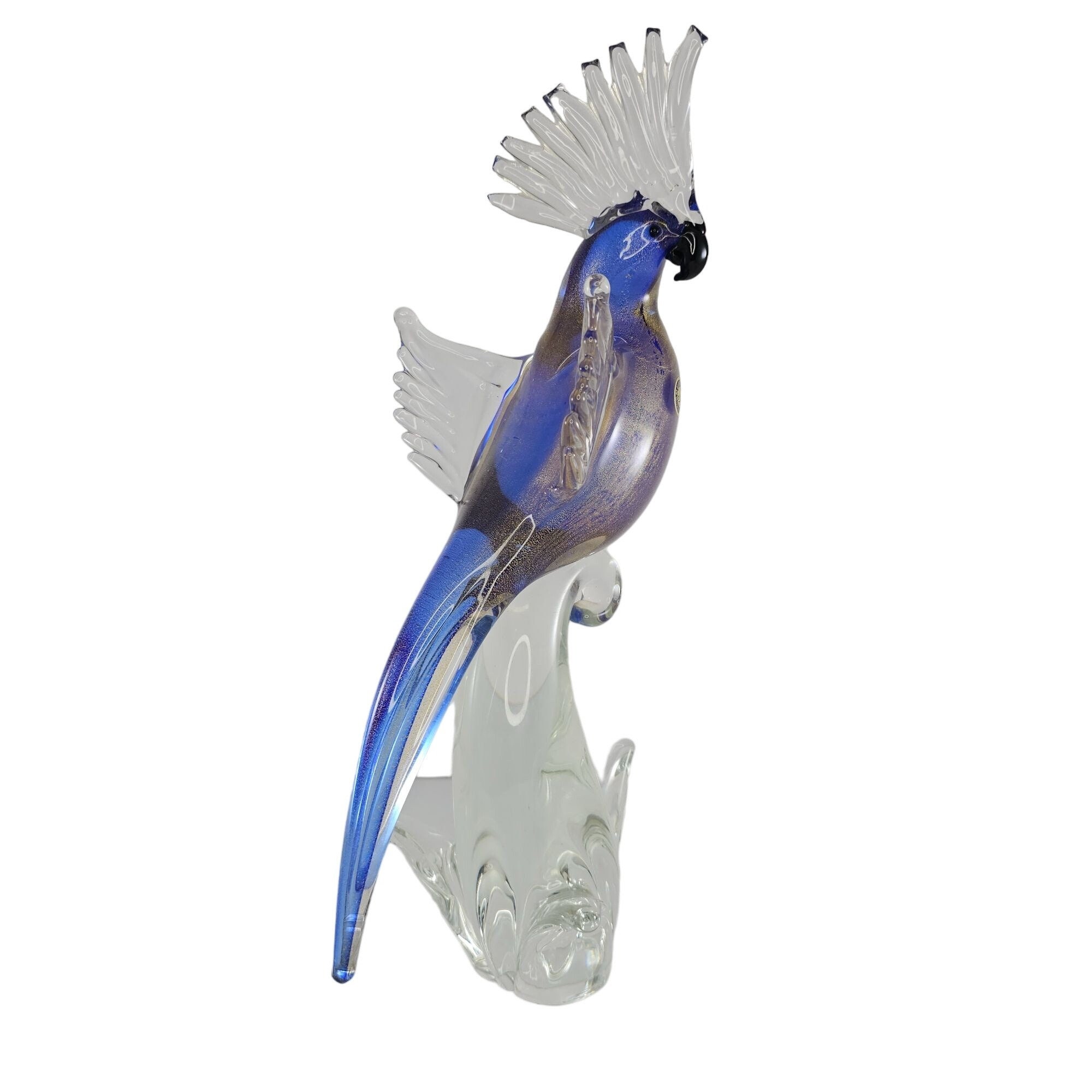 Murano Formia Italy Glass Cockatoo Large Bird Parrot Figurine Signed ...