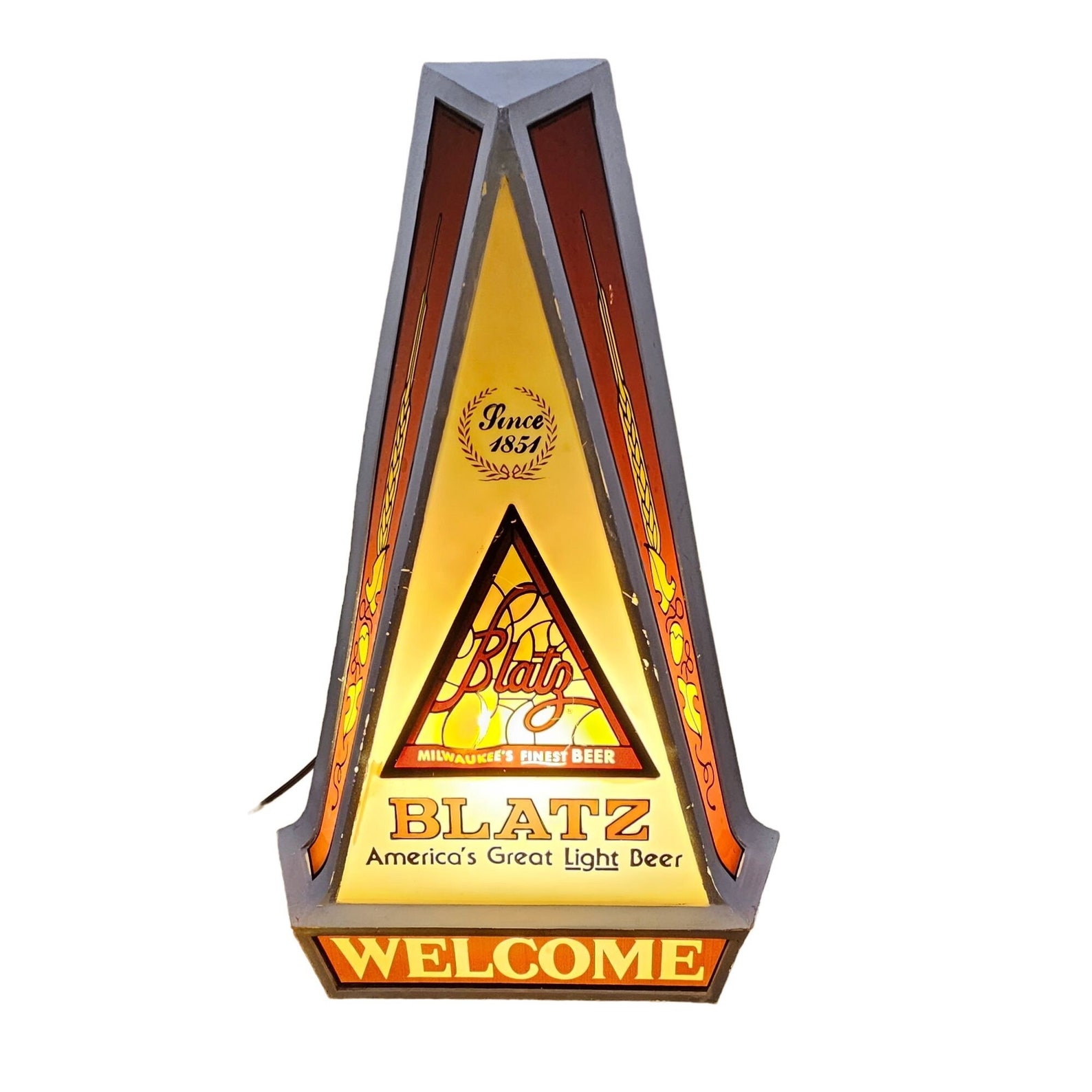 Vintage Blatz Beer Welcome Lighted Sign 1978 Heileman Brewing Man Cave ...