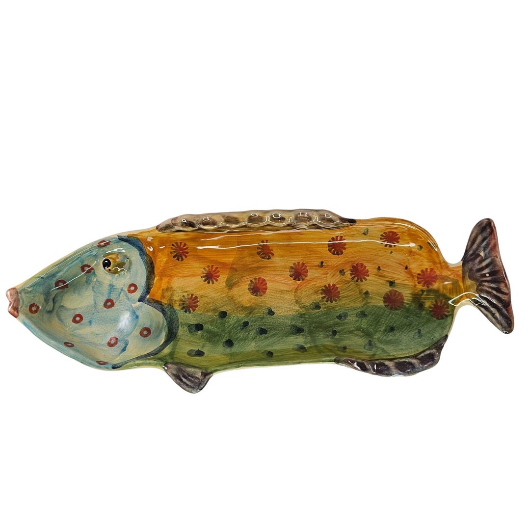Italica ARS Ceramic Fish Serving Platter Italy Unique & Colorful ...