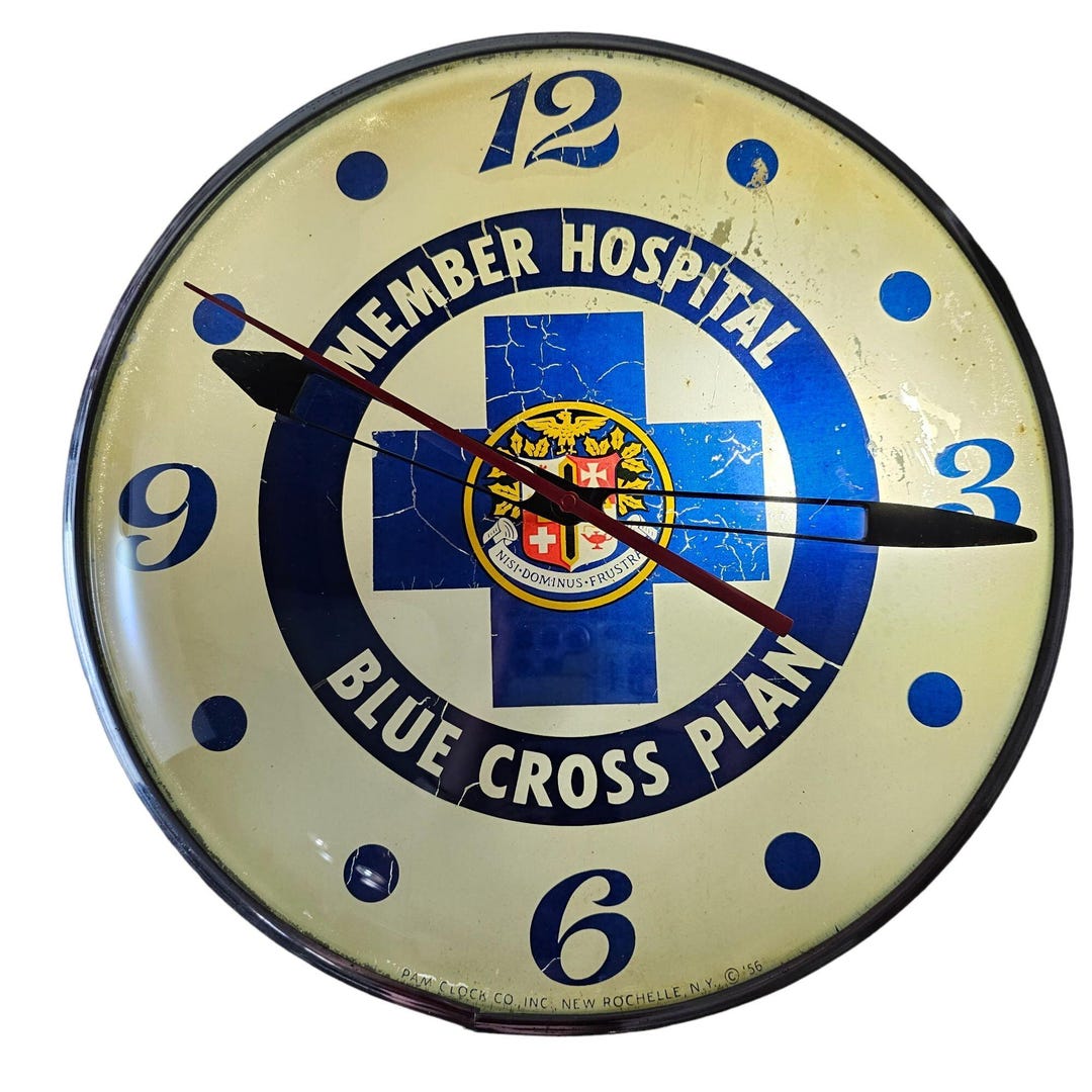 Vintage Member Hospital Blue Cross Plan Clock Bubble Glass PAM ...