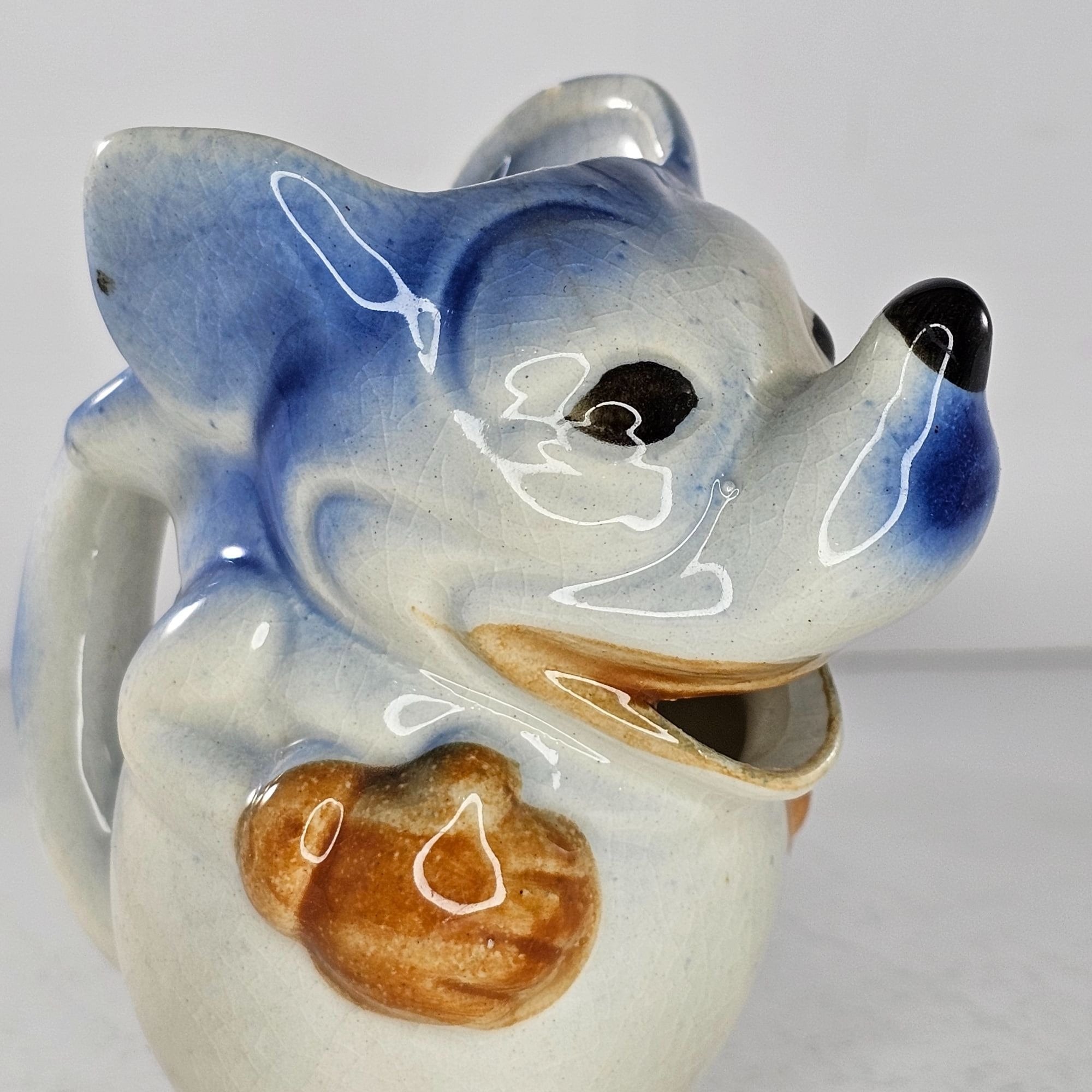 Vintage Mickey Mouse Creamer Pitcher Blue Ceramic Brown Gloves - Etsy