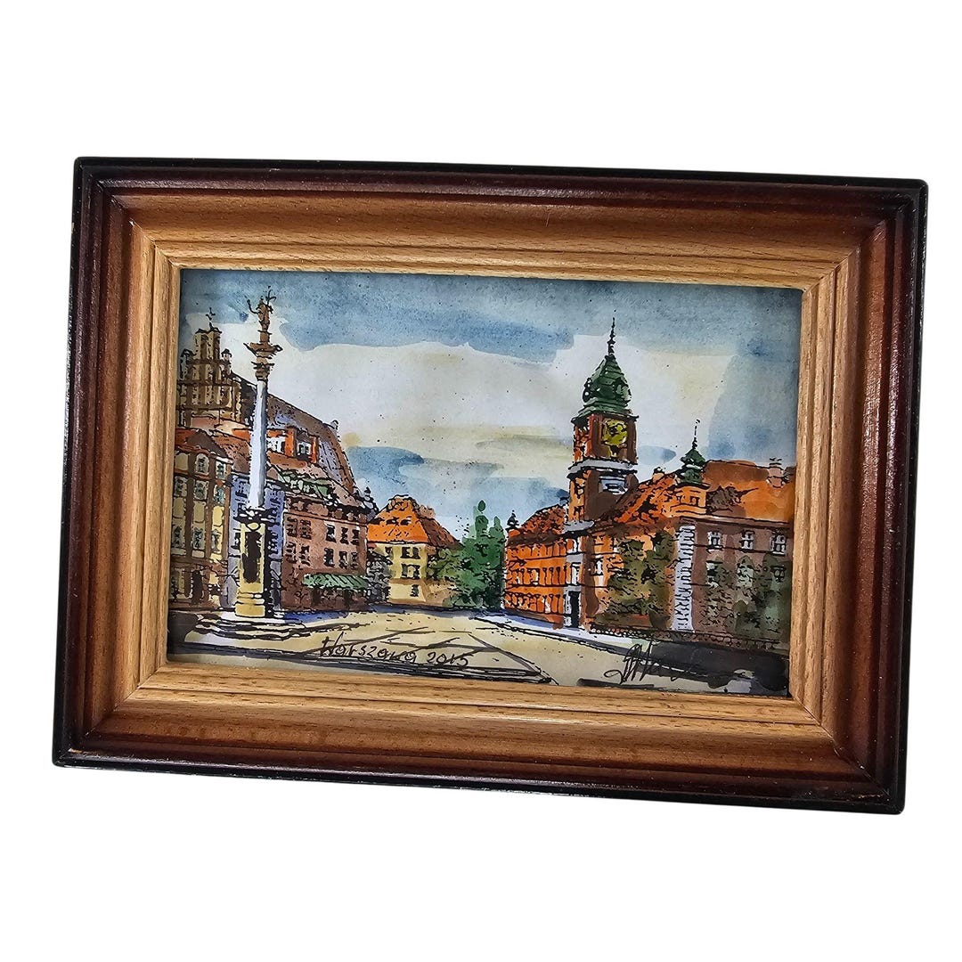 Signed Watercolor Painting of Warsaw Cityscape 2015 Framed Artwork - Etsy