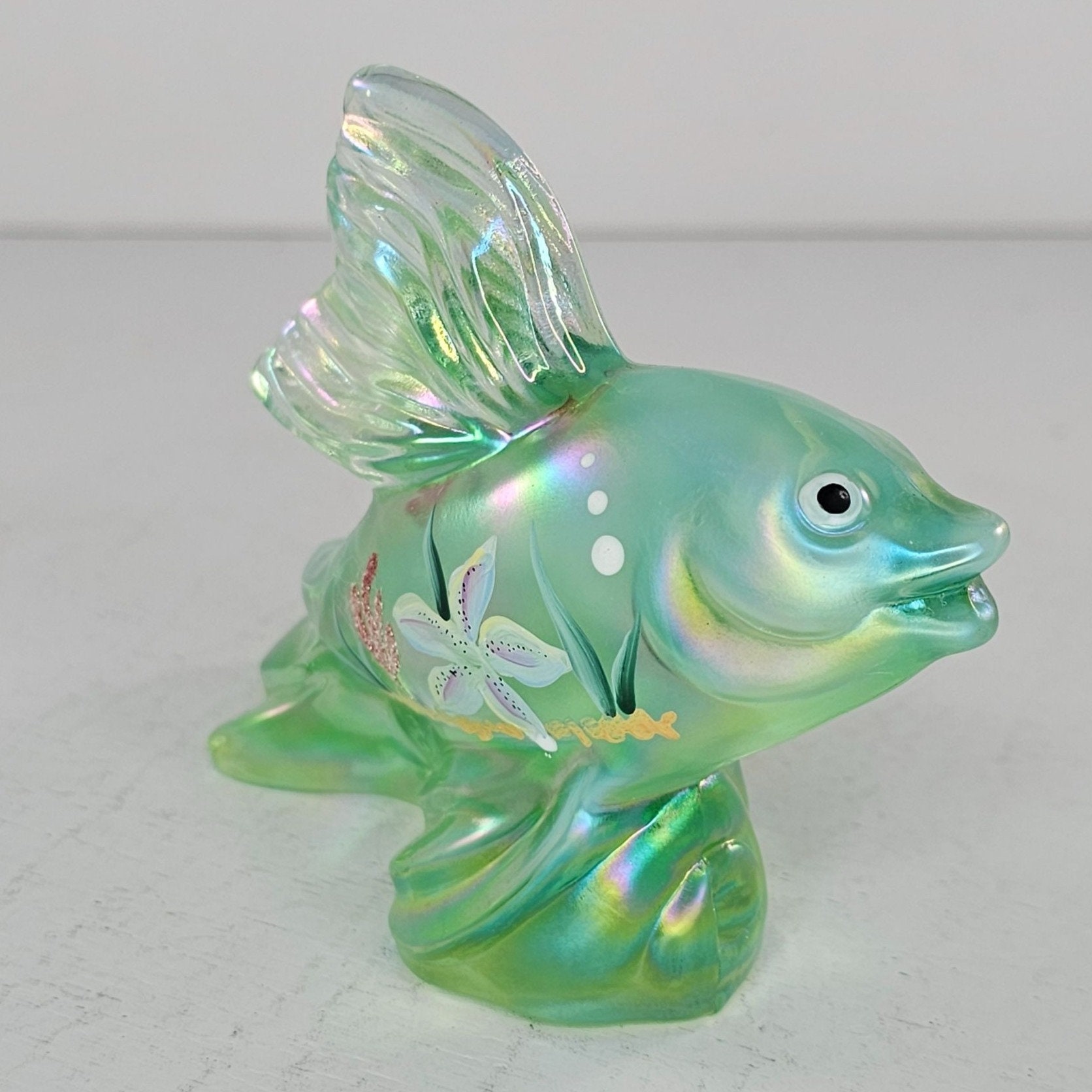 Fenton QVC 2003 Asian Goldfish Koi Fish C527621 Hand Painted Willow ...