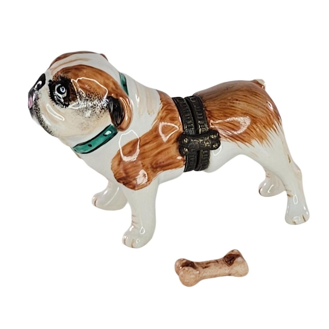 Vintage Studio USA Porcelain Bulldog Trinket Box With Bone - Etsy
