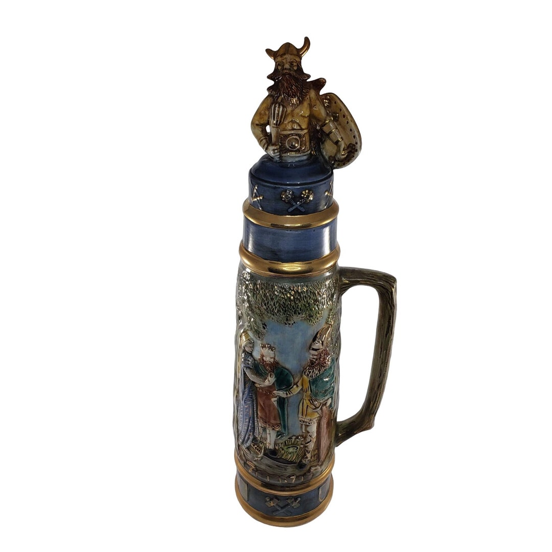 Vintage Viking Warrior Stein Valhalla Signed LM Hand Painted - Etsy