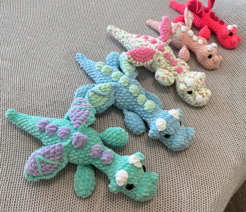 Handmade Crochet Dragon Plushies – Fantasy Stuffed Animals in Assorted ...