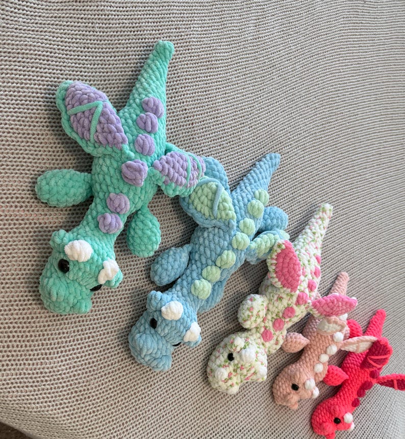Handmade Crochet Dragon Plushies – Fantasy Stuffed Animals in Assorted ...