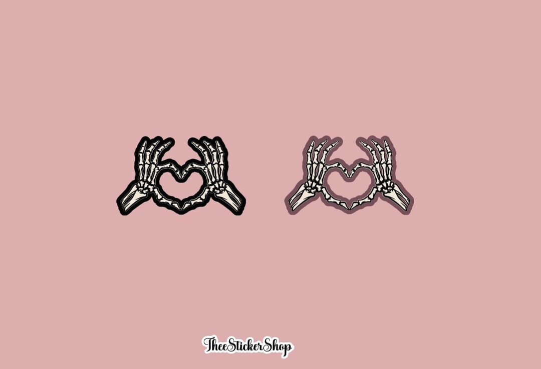 Heart-shaped Skeleton Bone Hands - Sticker | Skeleton Sticker | Goth ...