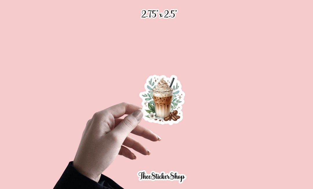 Cute Iced Latte Sticker Coffee Sticker Coffee Lover Water Bottle ...