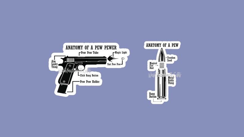 Anatomy of A Pew Pewer - Sticker | Gun Anatomy Sticker | Bullet Anatomy ...