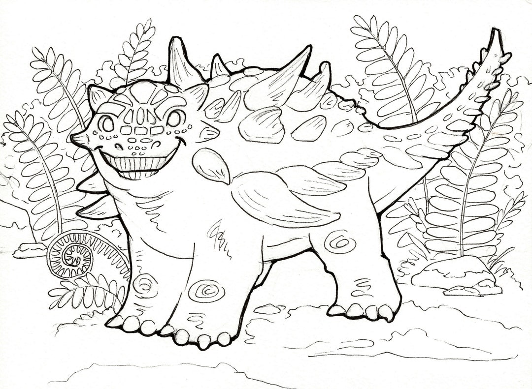 Dinosaur Coloring Page Gastonia Ankylosaurus Printable Unique Hand ...
