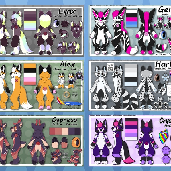 Custom Reference Sheet Fursona - Etsy