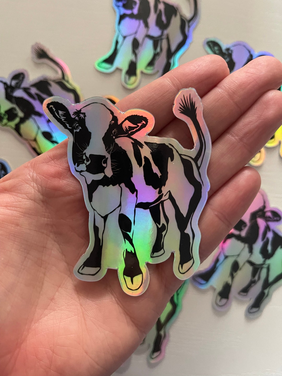 Jumbo Highland Cow Sticker – Holographic Vinyl | Farm Animal Aesthetic ...