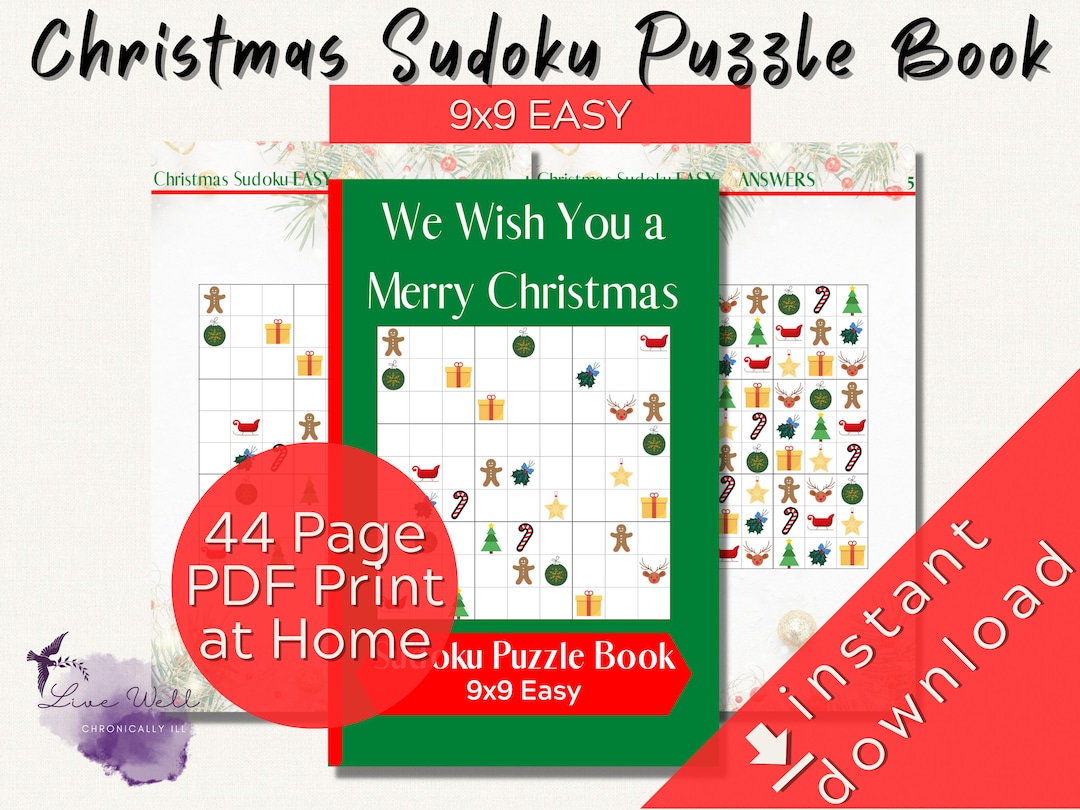 Christmas Sudoku Puzzle Book | Easy Difficulty | Puzzle Book | Sudoku ...