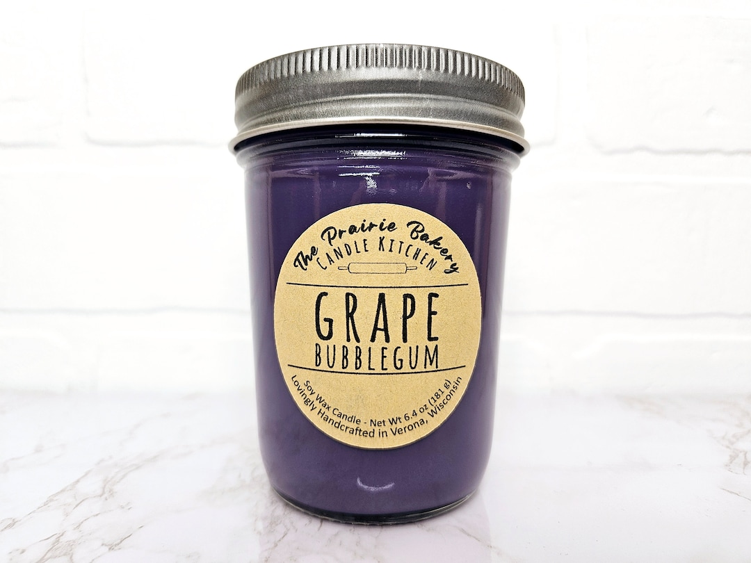 Grape Bubblegum | Scented Soy Wax Candle | Fruity Sweet Sugar Candy ...