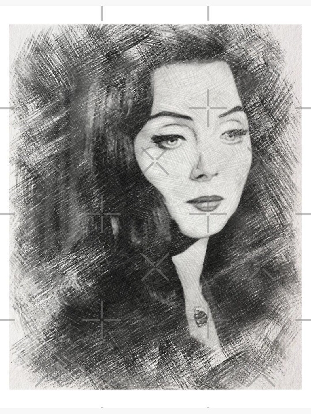 Morticia Addams Art Print: Ladies of Horror Sketched Portrait - Limited ...