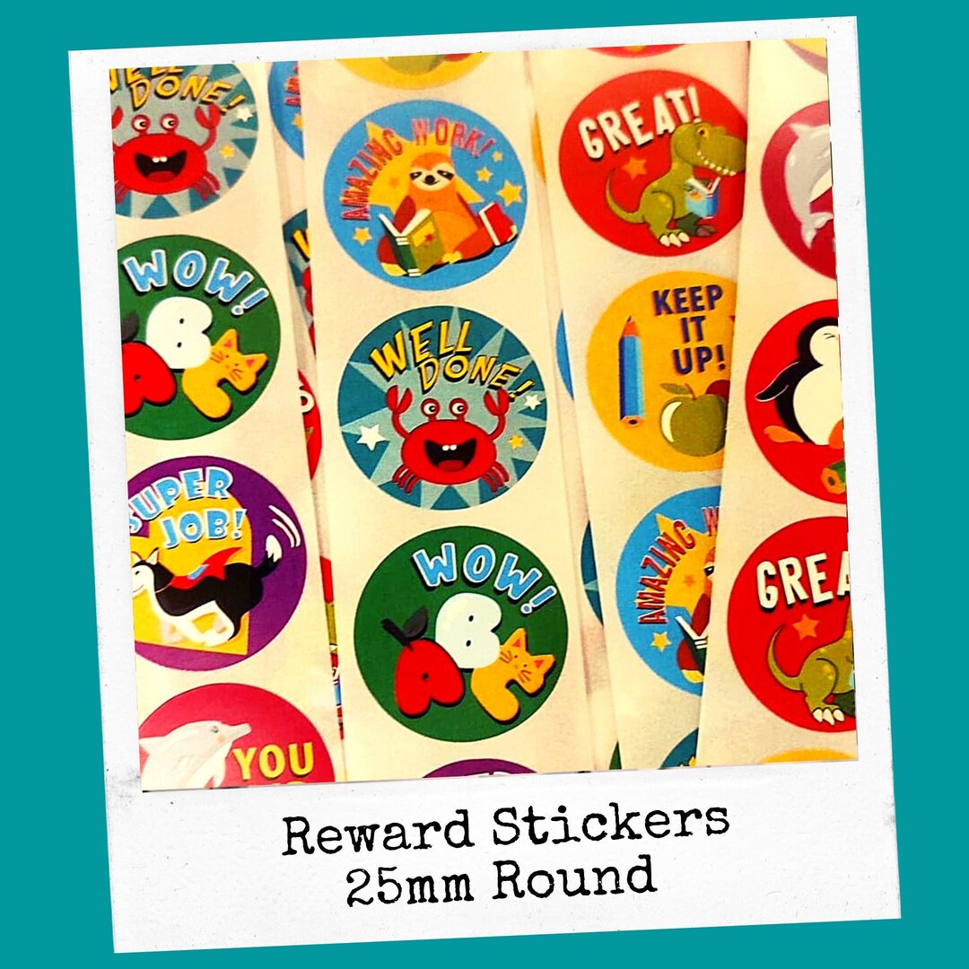 Cute Animal Reward Stickers School Kids Teachers 25 Mm Round Labels ...