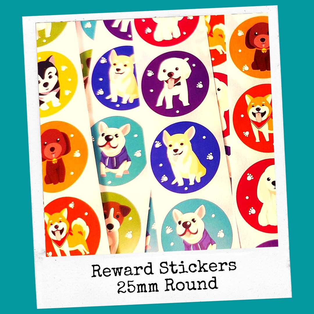 Dogs Puppies Reward Stickers School Kids Teachers 25 Mm Round Labels ...