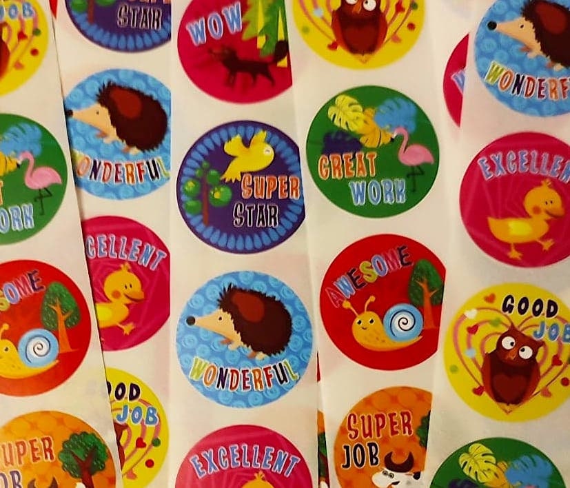 Cute Animal Reward Stickers School Kids Teachers 25 Mm Round Labels ...