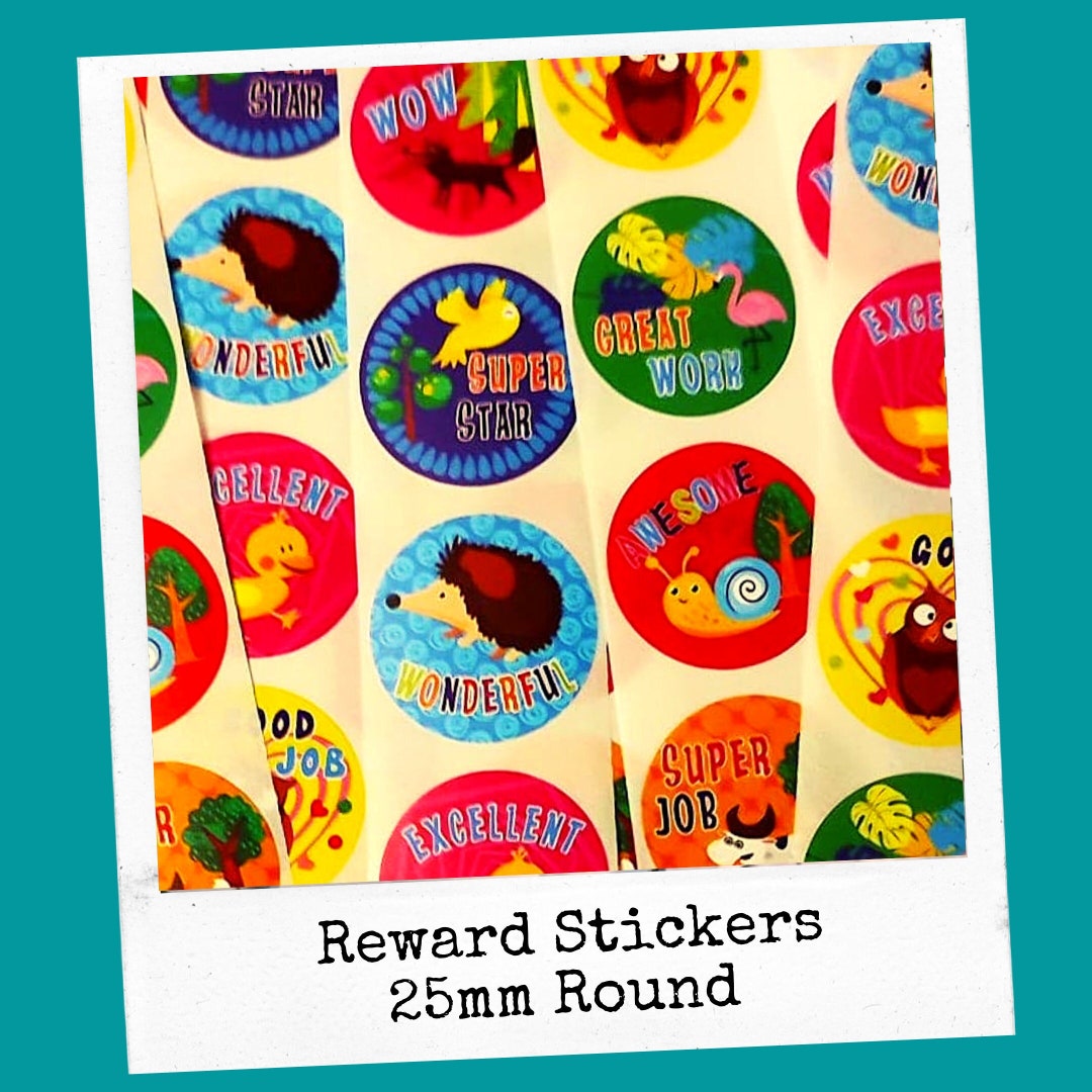 Cute Animal Reward Stickers School Kids Teachers 25 Mm Round Labels ...
