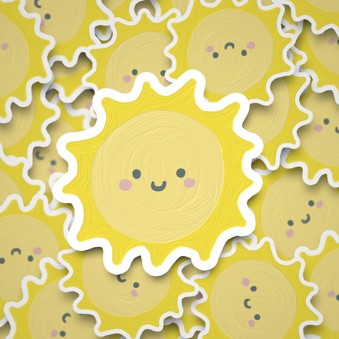 Sun, Cute Sun, Illustration, Water Bottle Stickers, Waterproof ...